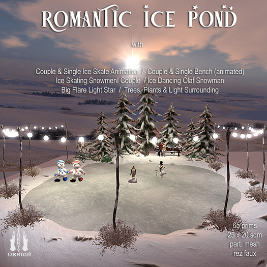 Second Life Marketplace - Romantic Ice Pond (cuddle, sit & skate animated) V6 / boxed
